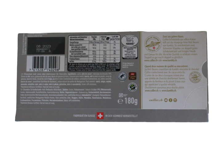 Cailler Kambly Tablette Noir 180g, made by Cailler of Switzerland