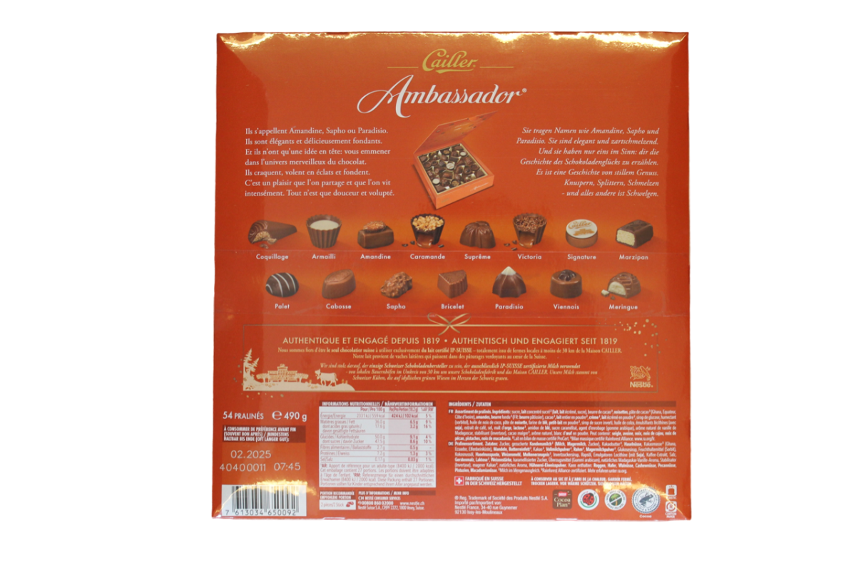 Ambassador 490g, made by Cailler of Switzerland - chocolate from Sw...