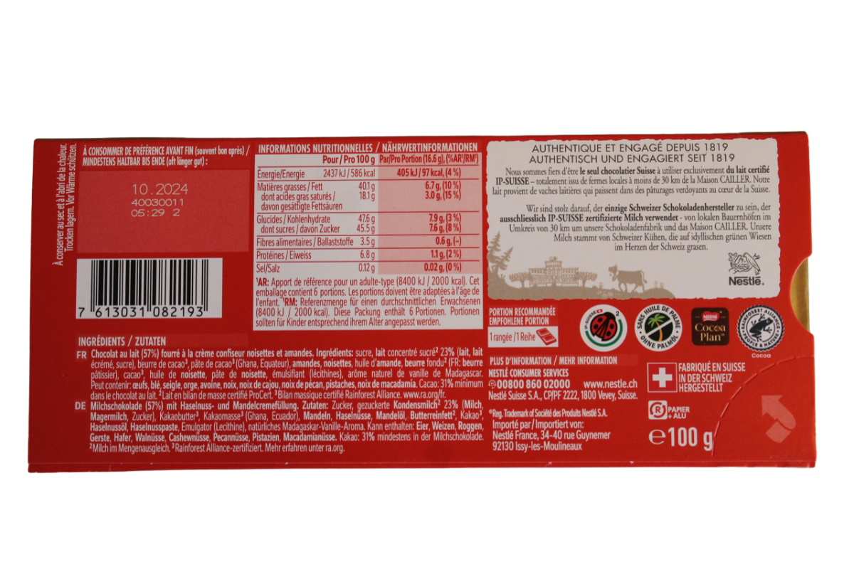 Frigor lait 100g, made by Cailler of Switzerland - chocolate from S...