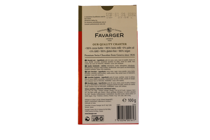 Dark chocolate 100g, made by Favarger - chocolate from Switzerland