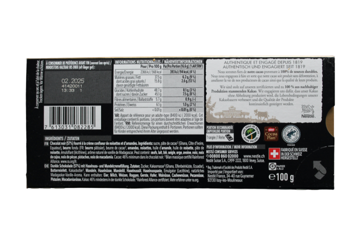 Frigor noir 100g, made by Cailler of Switzerland - chocolate from S...